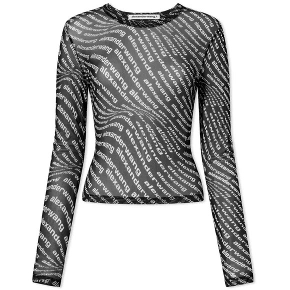 Alexander Wang | Tops | Alexander Wang Mesh Long Sleeve Top All Over ...